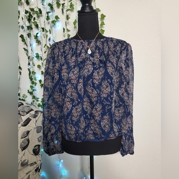 Aqua | Tops | Nwt Aqua Bohemian Paisley Print Peasant Sleeve Smocked ...